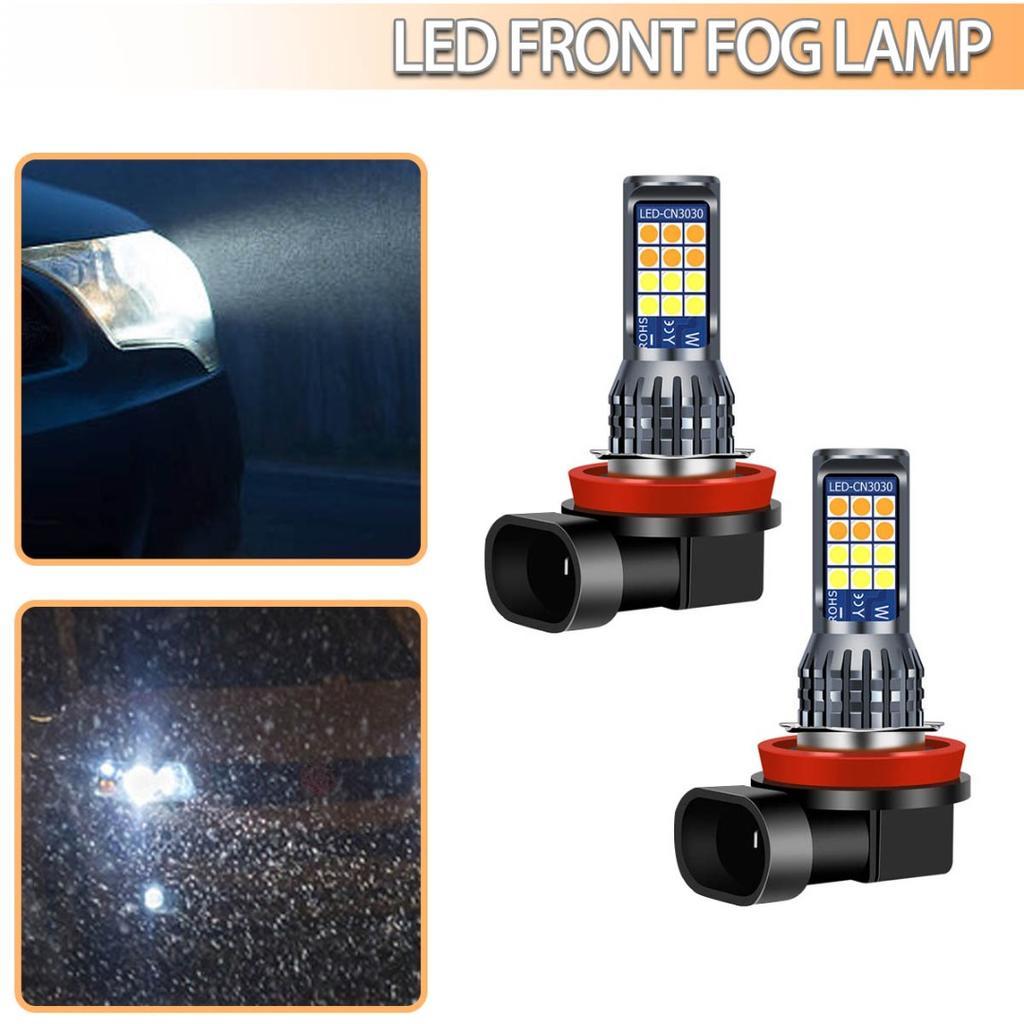 PDTO 2pcs H11 LED Fog Lights Dual Color 3030 24SMD Bulbs Fog Lamps Yellow White: الشراء بأسعار ...