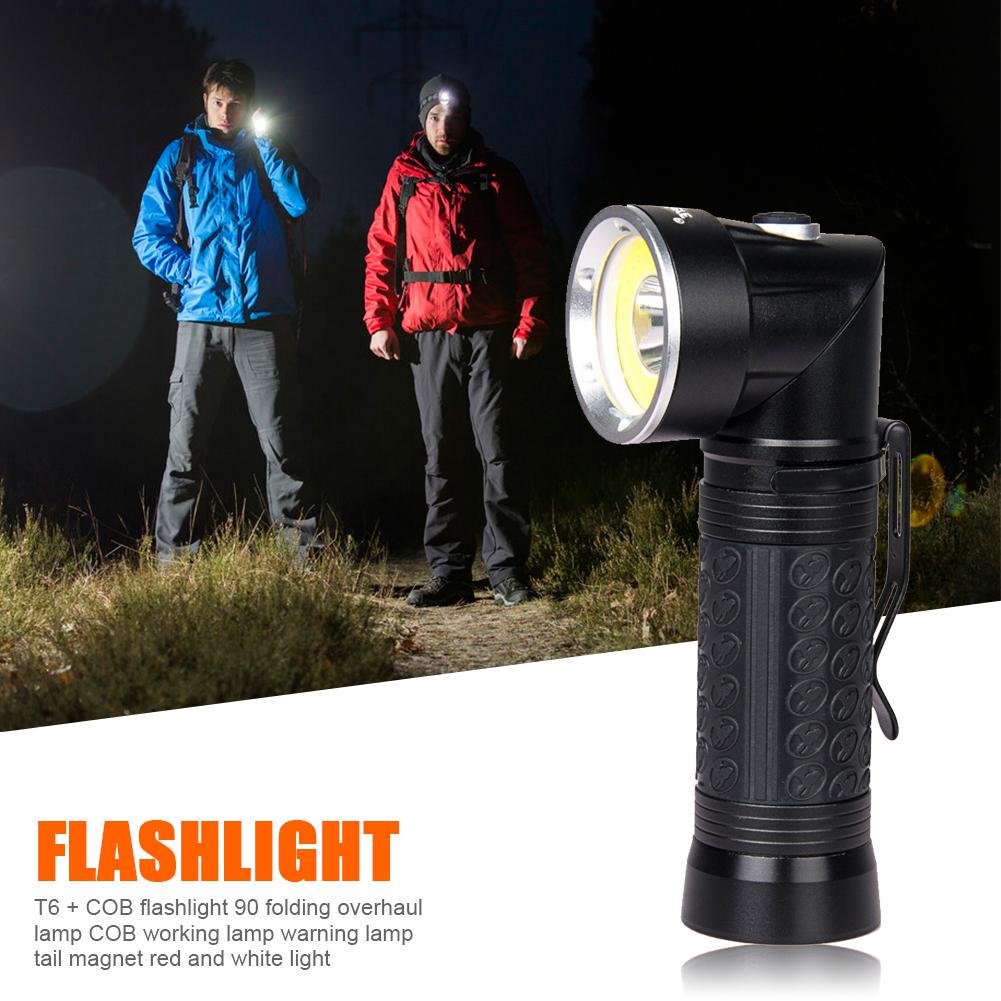 T6+ Handheld Waterproof COB 90 Degree Folded Working Flashlight with ...