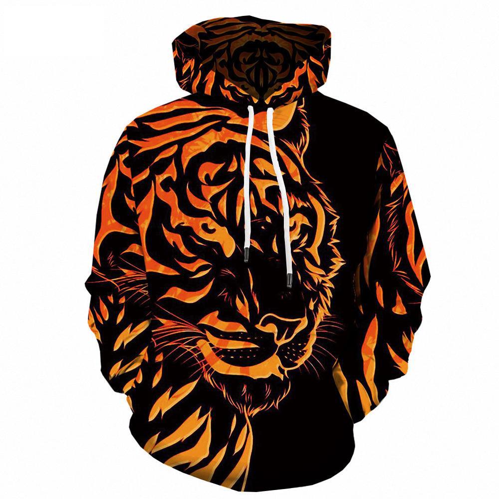 Cheap New animal 3D Printed hoodie brand sweatshirt Men/women tiger hoodies Personality black ...