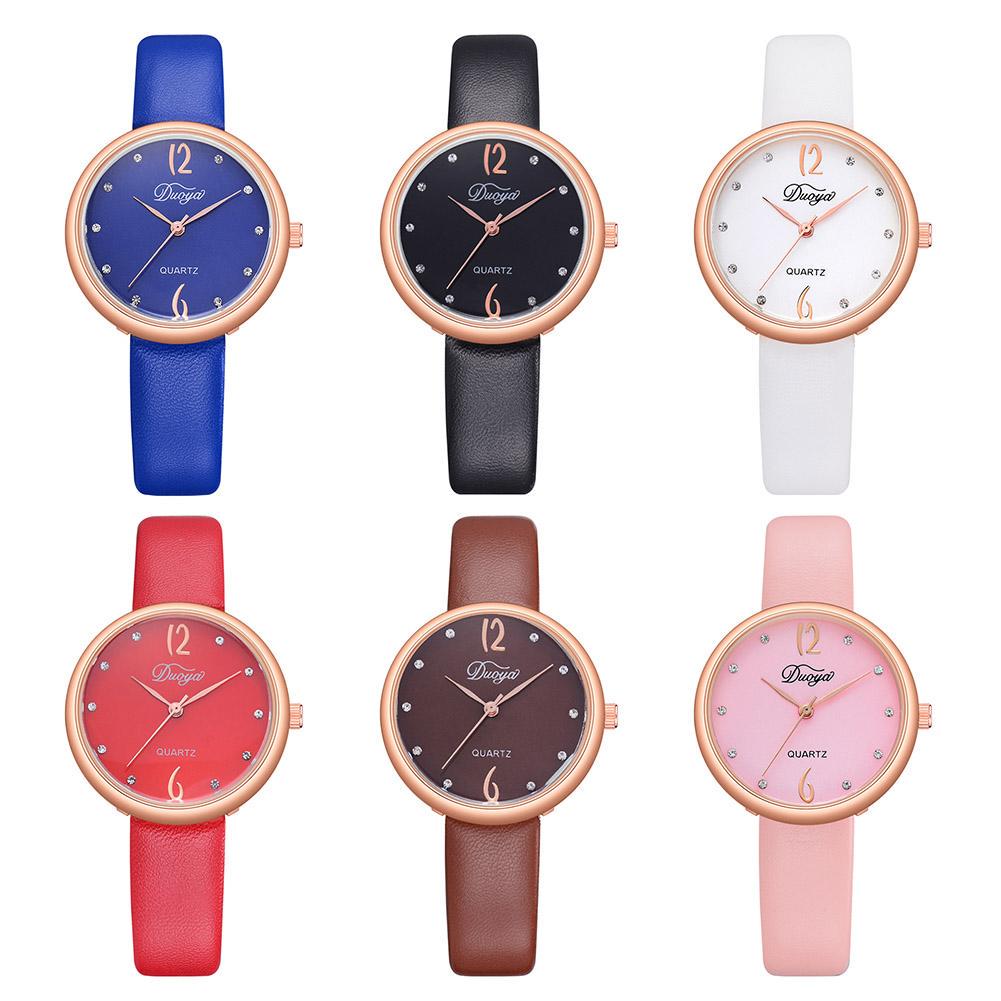 Buy Korean Women Watch Leather Band Quartz Watch Fashion Rhinestone ...