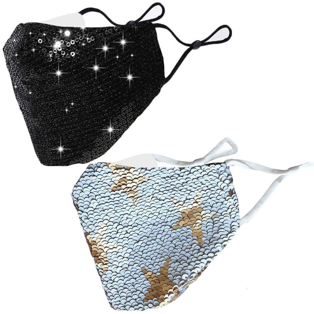 Buy Amanda 2PC Outdoor Mouth Mask Washable Reuse Face Mask Sequins ...