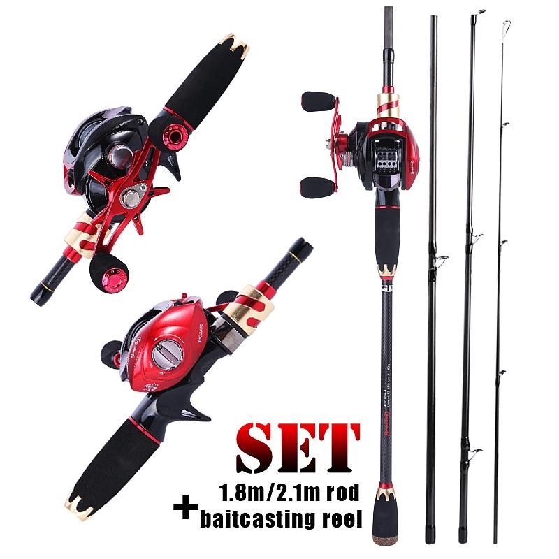 Buy Baitcast Combos Carbon 1.8M/2.1M Casting Rod with Baitcasting Reels ...