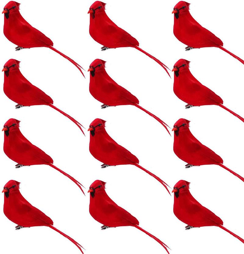 Christmas Red Artificial Bird Lovely Decoration Spot Support Exquisite ...