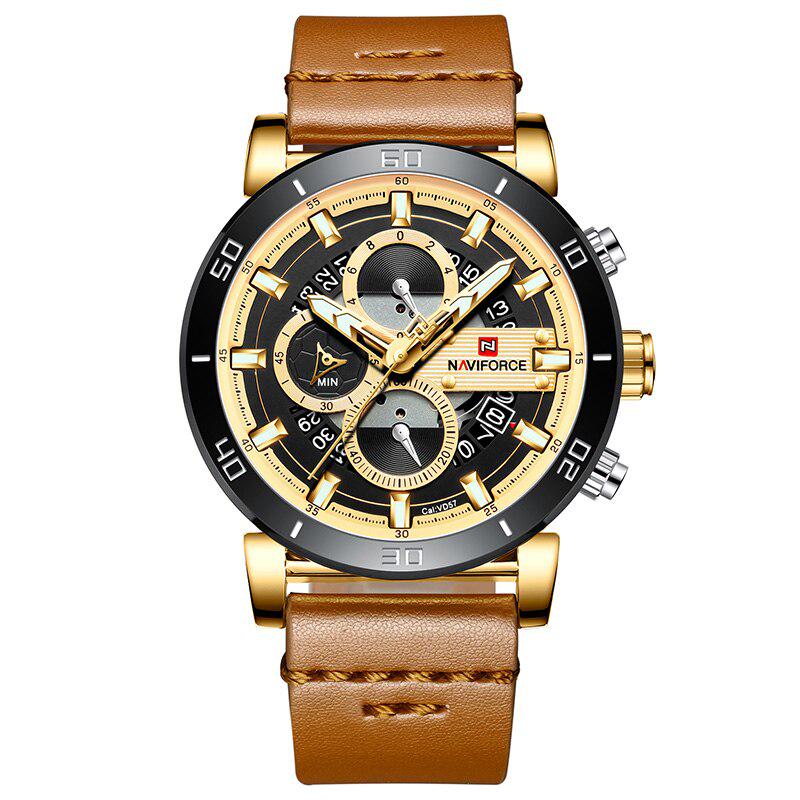 Buy NAVIFORCE Gold Watch Men Gold Waterproof Quartz Sport Watch Man ...