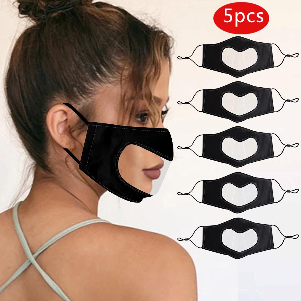 Buy Joliann 5PCS Heart-Shaped Mask With Clear Window Visible Expression ...