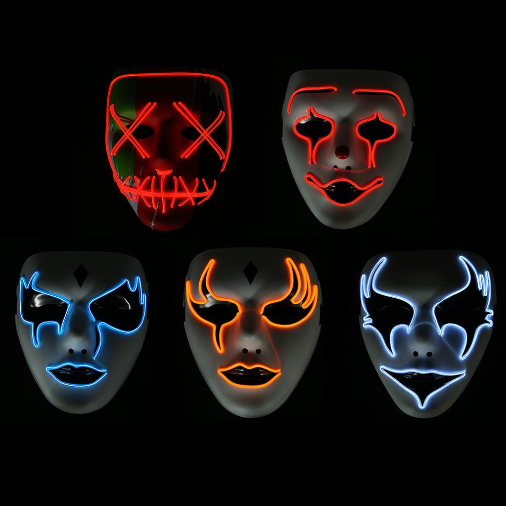 Buy Halloween Mask EL Wire LED Light Up Cosplay Festival Party Glowing ...