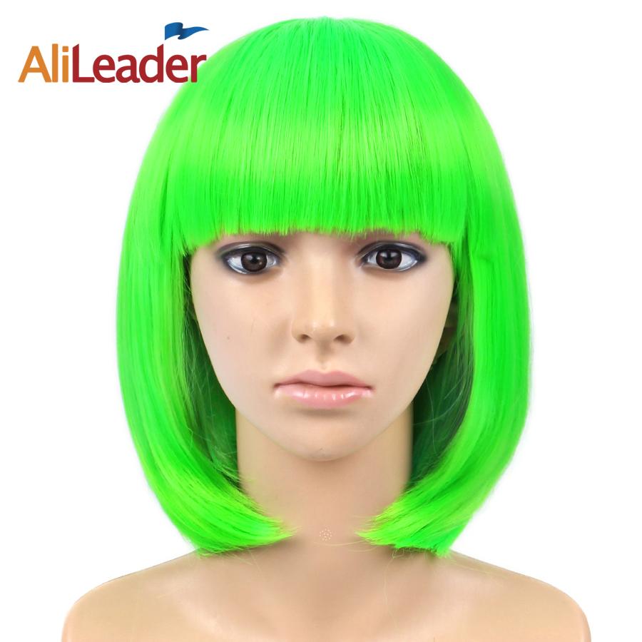 Buy Short Yellow Bob Wigs With Bangs 12 Inch Yellow Straight Wig For ...
