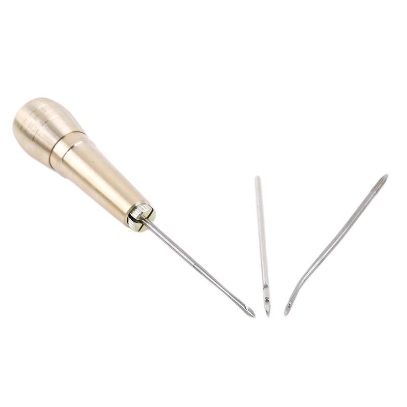 Buy Copper Handle with 3 Needles Sole Sewing Awl Handmade Set Sewing ...