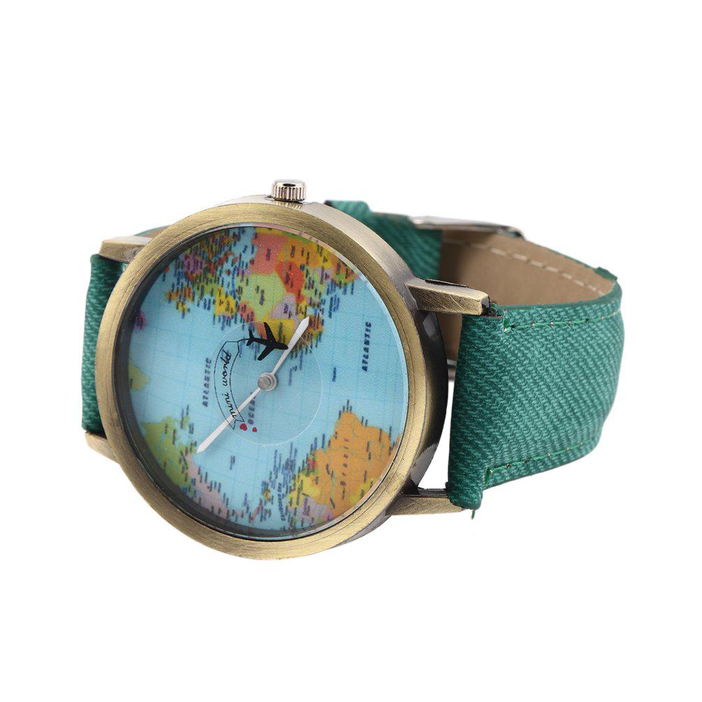 Buy Women Men Vintage Casual World Map Dial Analog Quartz Wrist Watch ...