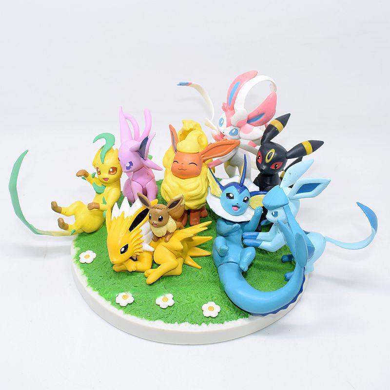 Buy Anime Pokemon 9 Style Eeveelution Action Figure Eevee Flareon ...