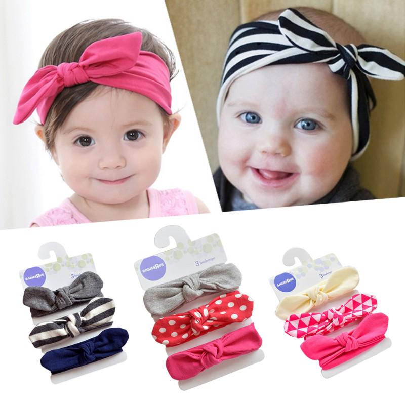Buy 3pcs Set Newborn Baby Kids Elastic Headband Infant Bow Knot Hair ...