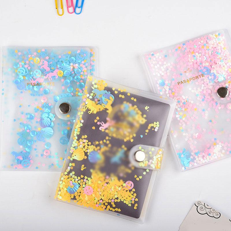 Buy Simple Passport Folder Sequin Passport Cover Travel Credit Card Bag ...