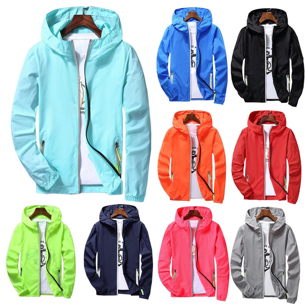 Buy Men Jacket Hoodie Thin Sport Quick Dry Windbreaker Coat Zip Up ...