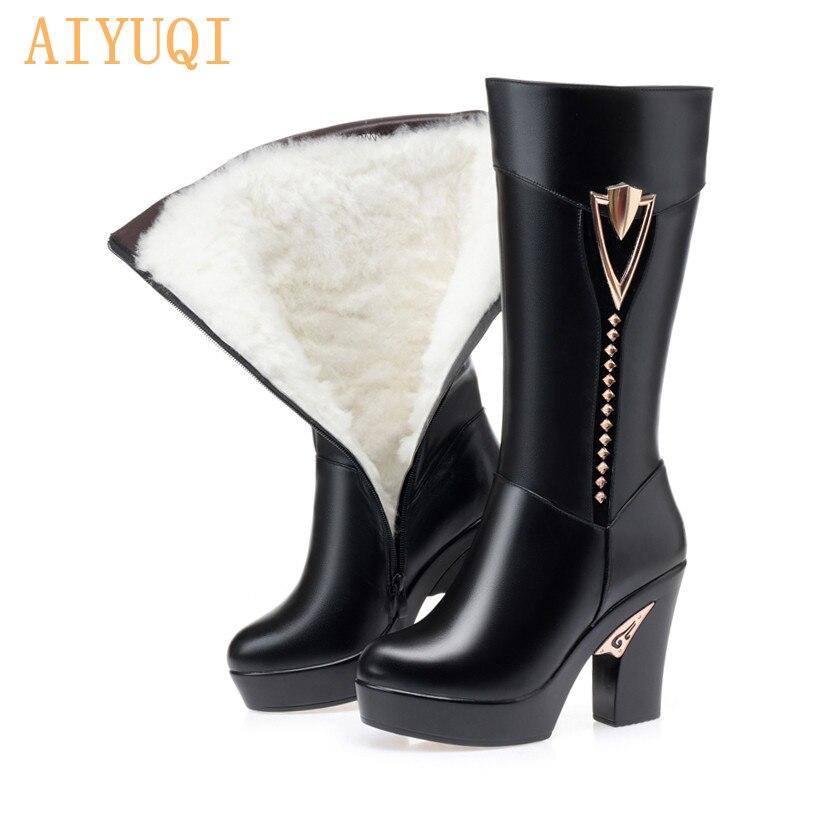 Buy Women's Long Shoes, Thick-soled High-heeled Shoes, Winter Thick ...