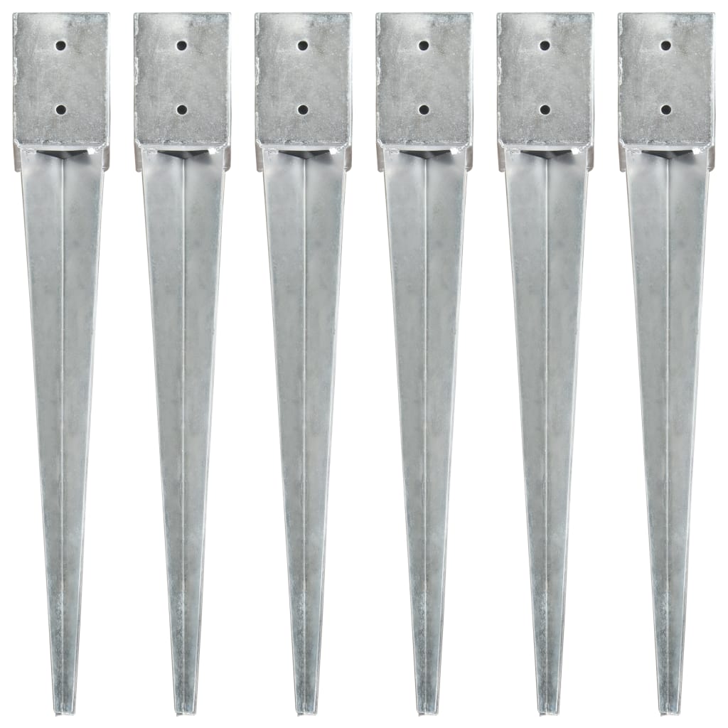 Buy Ground Spikes 6 Pcs Silver 10x10x76 Cm Galvanized Steel at ...
