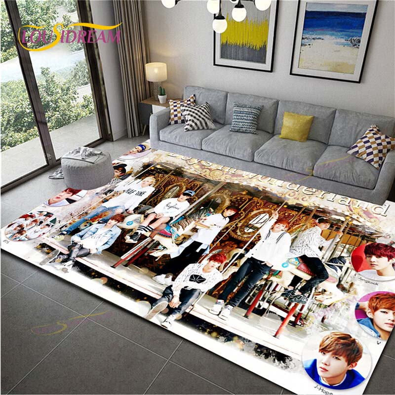 Kpop Bangtan Boys Carpet for Living Room Soft BTS Floor Mat Rugs for ...