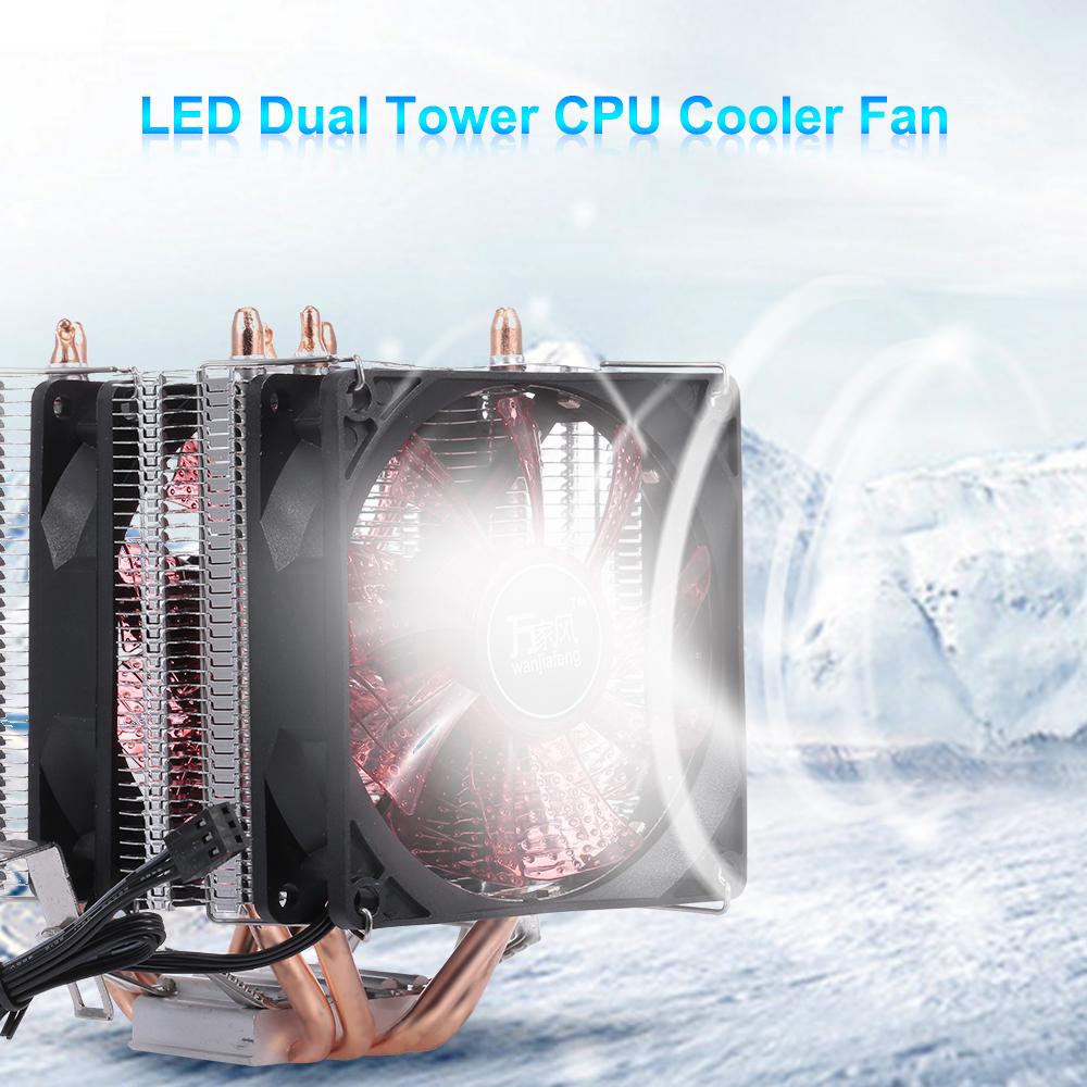 Buy CPU Cooler Fan Heatsink 4 Heatpipe 2 Fans Quiet Heatsink Radiator ...