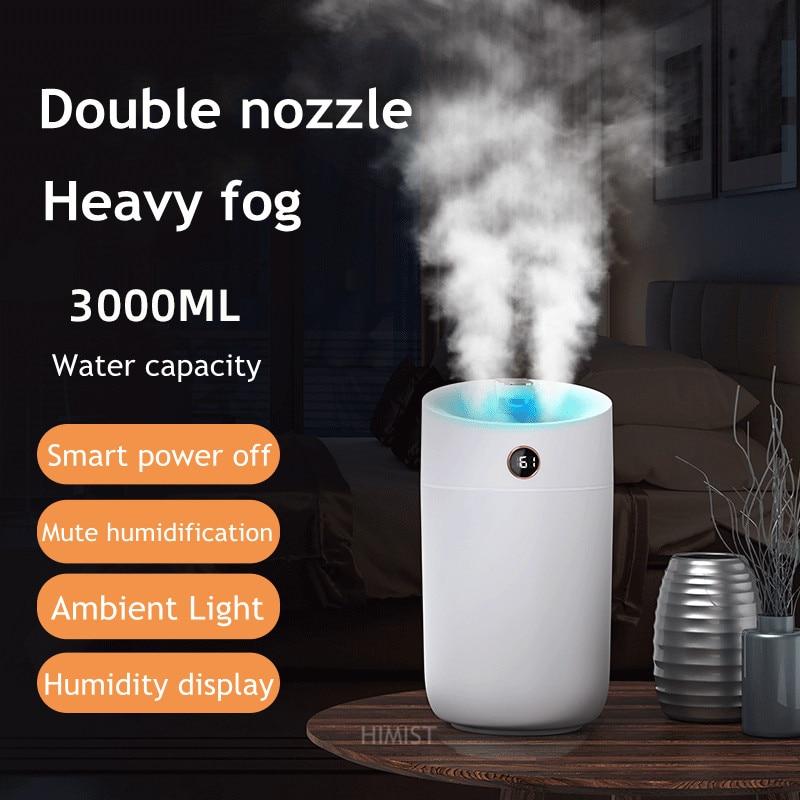 Buy 3L Double Nozzle USB Air Humidifier Water Mist Maker Diffuser with ...