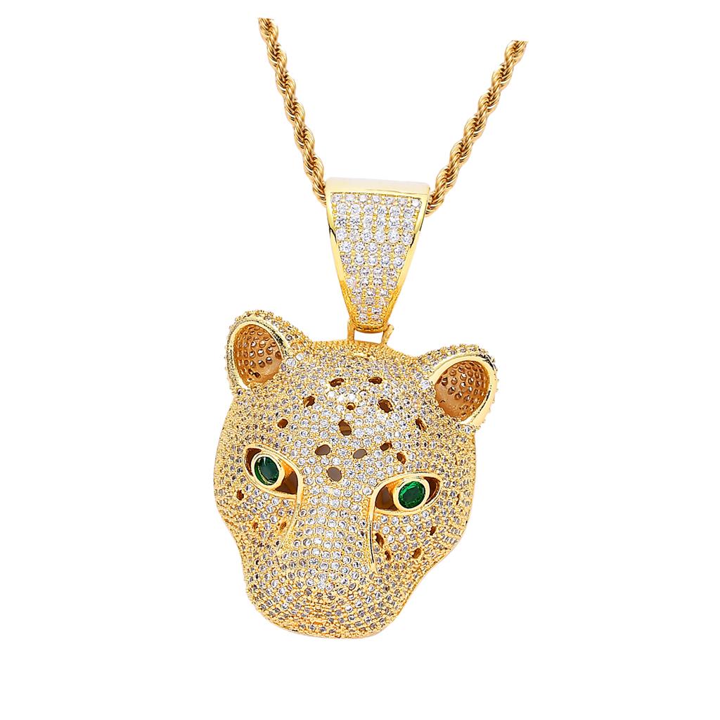 Leopard Head Pendant Hiphop Rapper Personality Necklace Men & Women ...