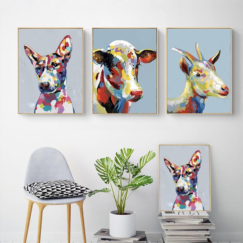 Buy Graffiti Wall Animal Art Painting Elephant Dog Cow Goat Canvas ...