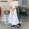 Buy VONDA Women's Fashion Summer Short Sleeve Pleated Party Maxi Dress ...