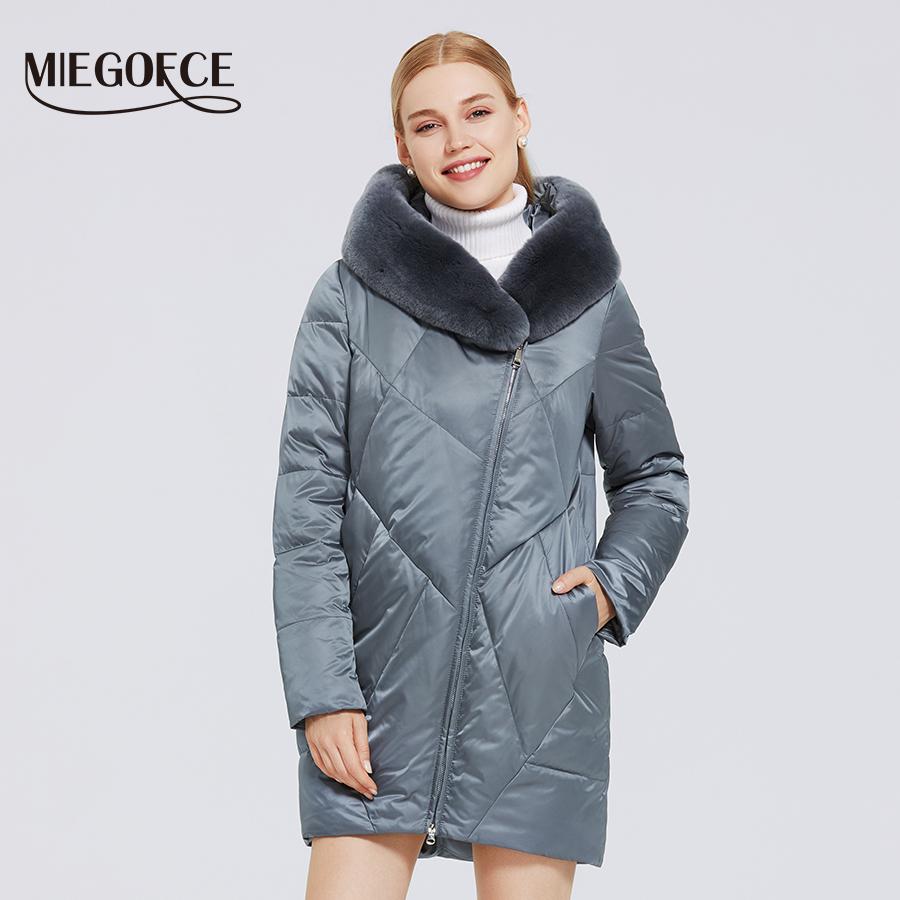 Buy MIEGOFCE Winter New Women's Cotton Coat With Stylish Fur Collar Rex ...