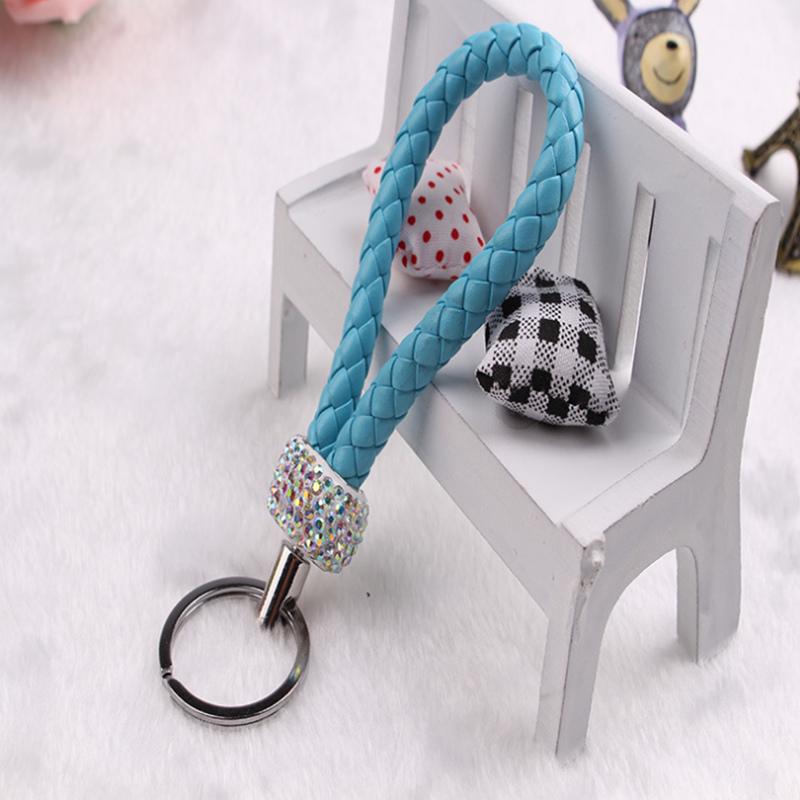 Buy Leather Braided Rope KeyChains Pendants Key Ring Gifts Candy Colors ...