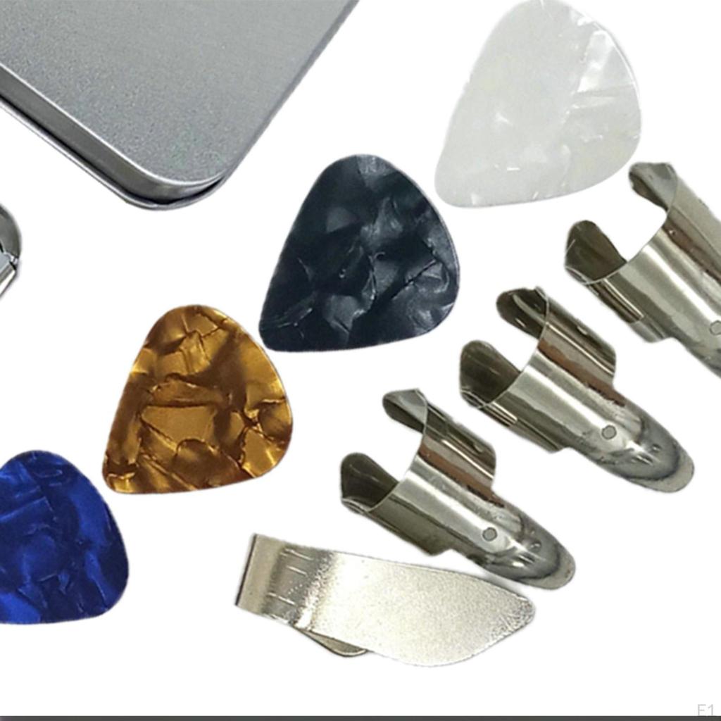 Buy 14Pcs Slide Stainless Steel Bar Guitar Lap & Finger Picks Plectrums ...