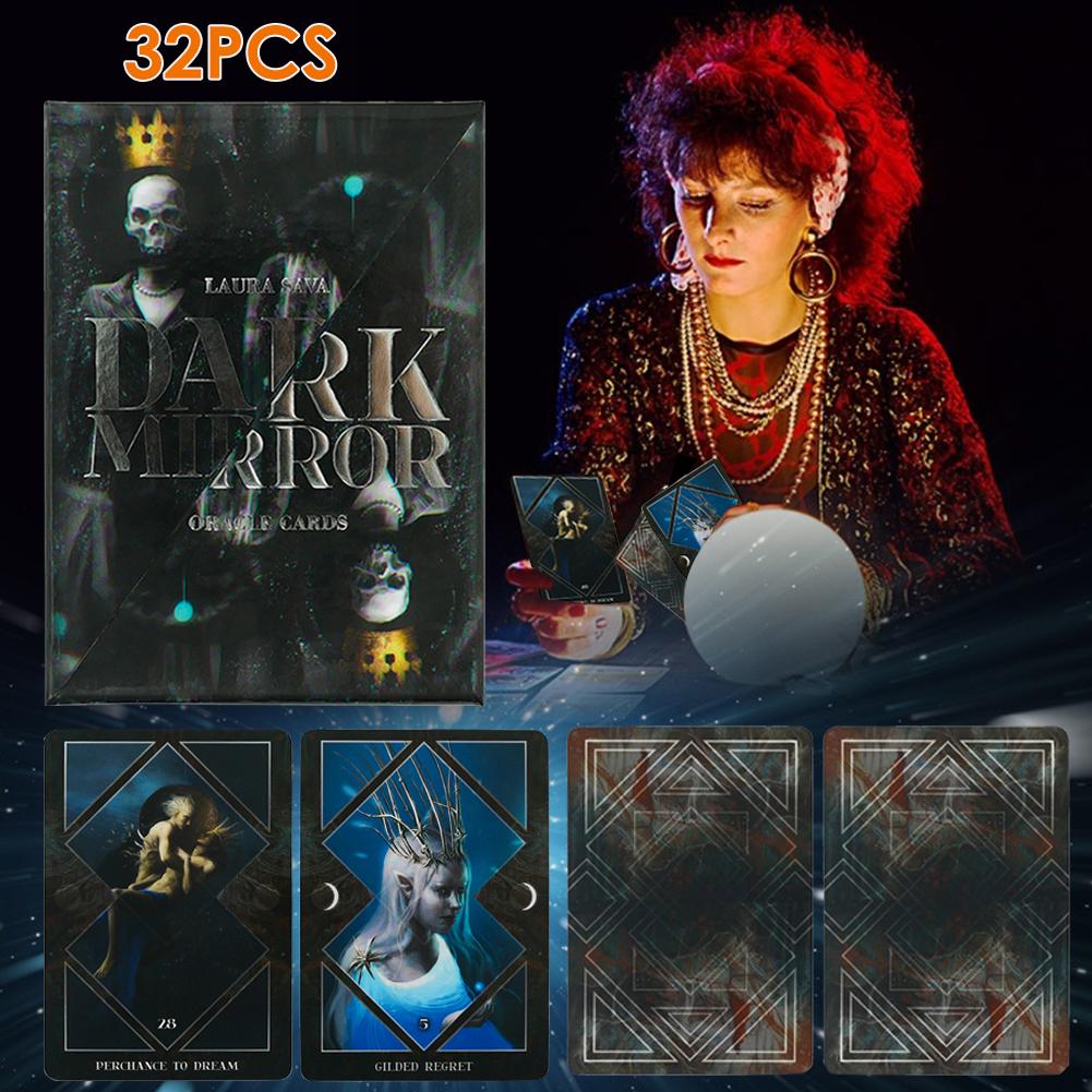 Buy 32PCS Dark Mirror Oracle Cards Durable Fashionable Tarot Game Paper ...