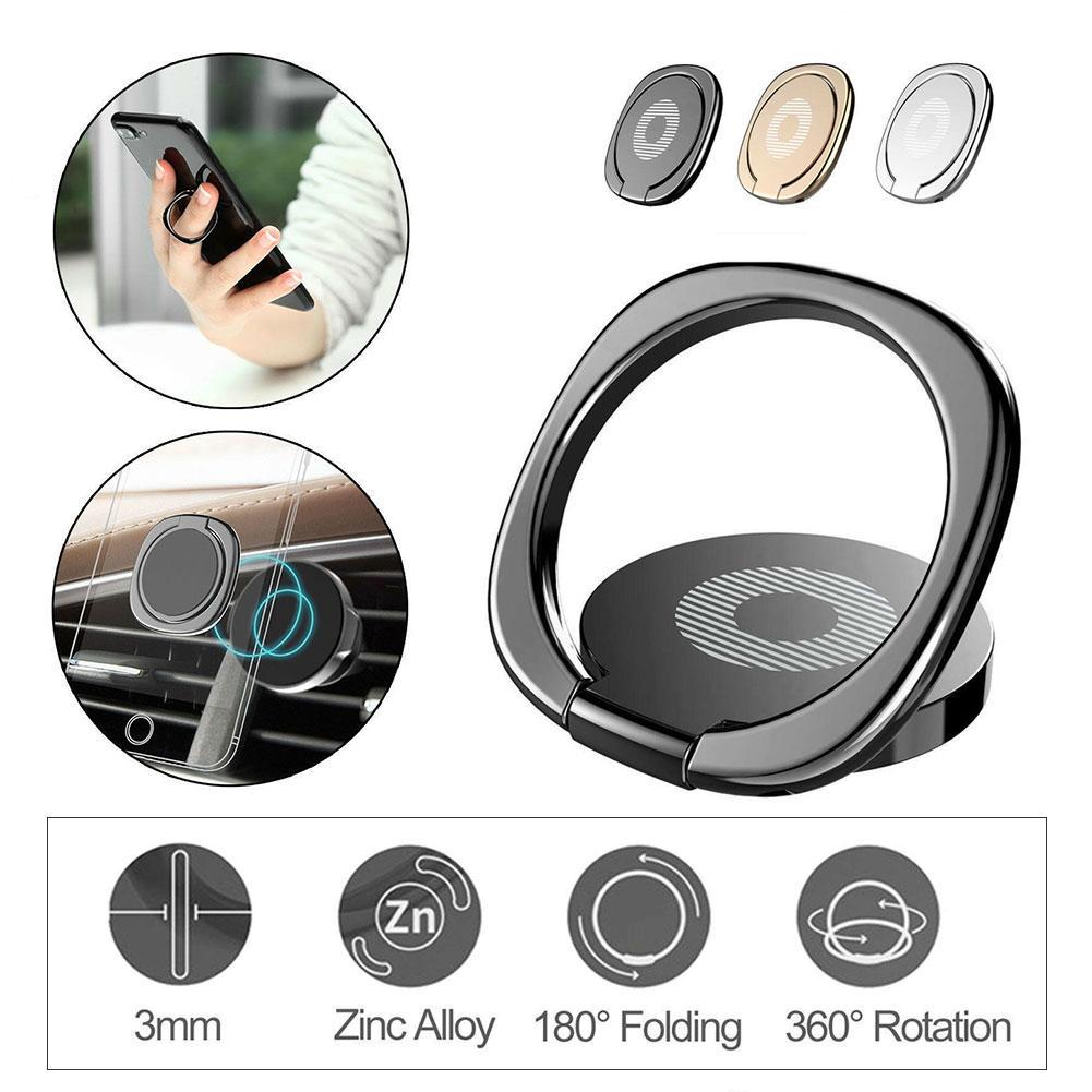 360 Degree Finger Ring Stand Car Magnetic Metal Plate Phone Holder Desk ...