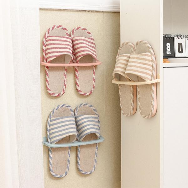 Buy 2pcs Wall Mounted Foldable Double-Deck Slipper Organizer Rack ...