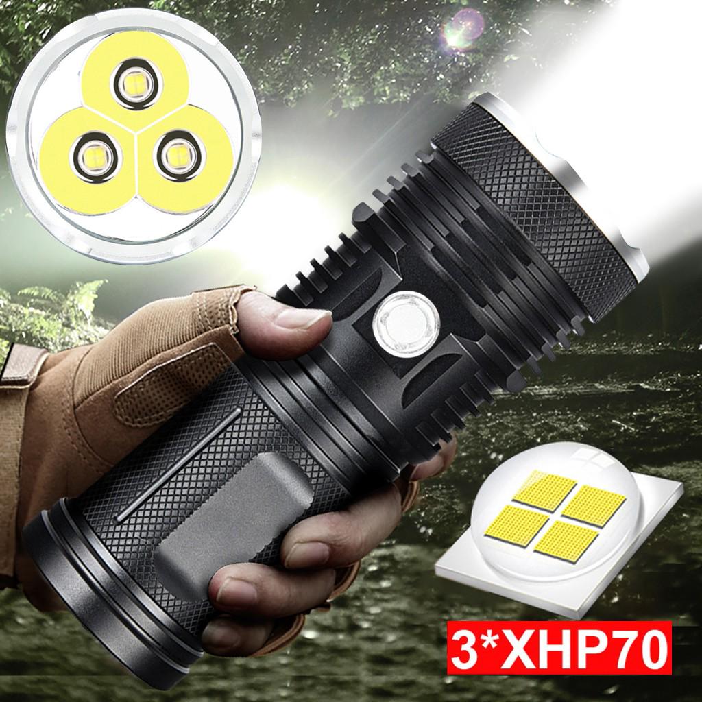 Buy Powerful LED Flashlight,3*XHP70 Torch Rechargeable Waterproof Lamp ...