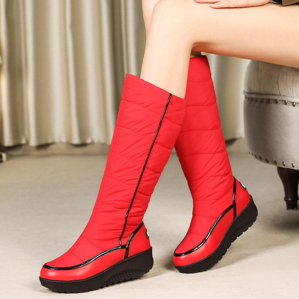 Buy Female Snow Boots Comfy Flat Heel Round Toe Slip-On Solid Low Heel ...