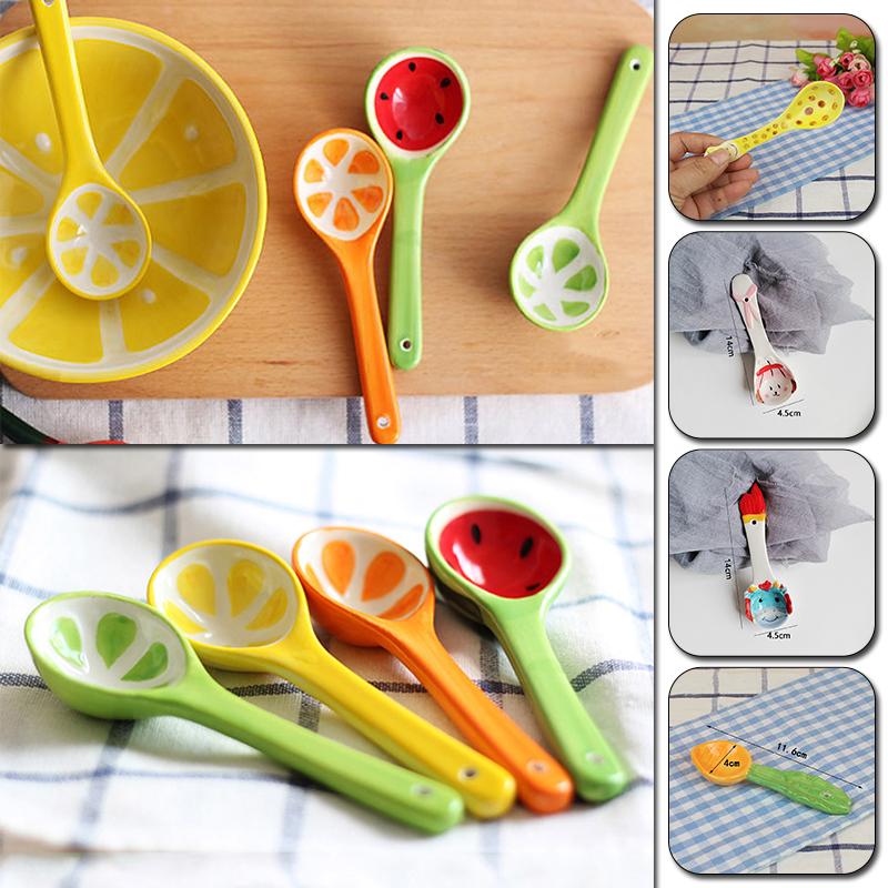 Buy 1PC Cute Children's Spoon Ceramics Cartoons Spoon Tableware Dessert ...