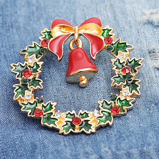 Lovely Christmas Stocking Bell Snowman Xmas Tree Alloy Brooch Pin ...