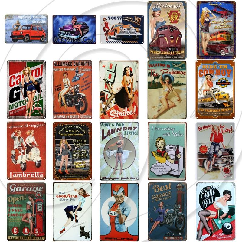 Rustic Vintage Poster Plaque Metal Painting Bar Coffee Garage Tin Sign ...
