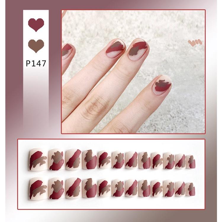 Cheap Fake Nails Reusable with Designs Set French Artificial Pink ...