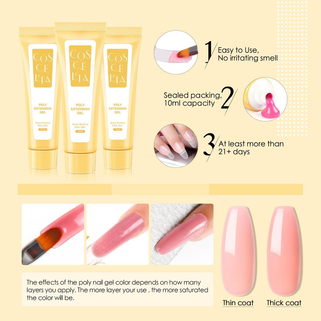 💰Köp billigt online COSCELIA 10ml Poly Nail Gel Set 8/10/12 Color Quick ...