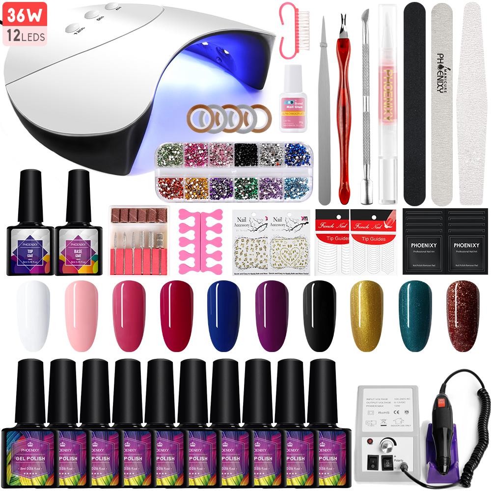 Cheap PHOENIXY Pure Gel Polish Kit 36W LED Polish Dryer Lamp Soak Off UV Varnish Nail Art Poly ...