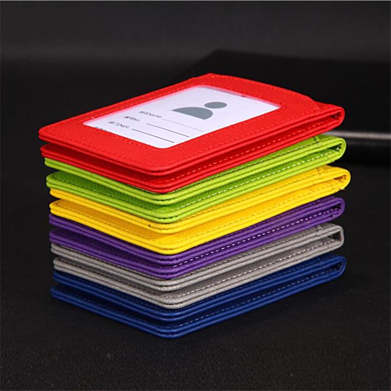 Buy PU Leather Card Bus Pass Student ID Card Access Card Holder With ...