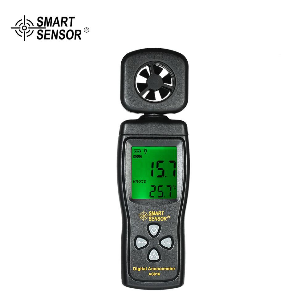 SMART SENSOR Mini Anemometer LCD Digital Wind Speed Meter Air Velocity ...