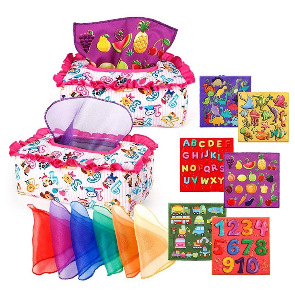Tissue Box Toy for Toddlers|STEM Montessori Toy with Colorful Soft ...