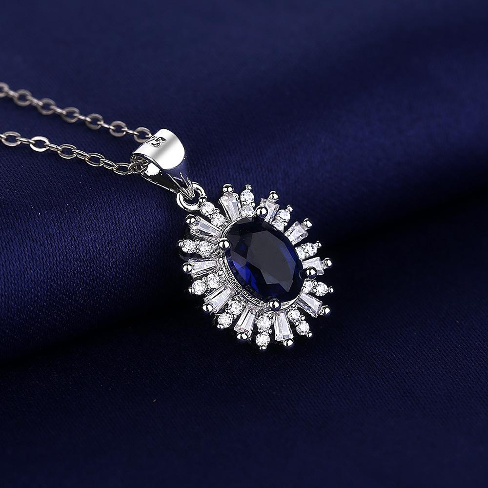 Buy Popular High-grade Oval Imitation Sapphire Diamond Women's Necklace ...