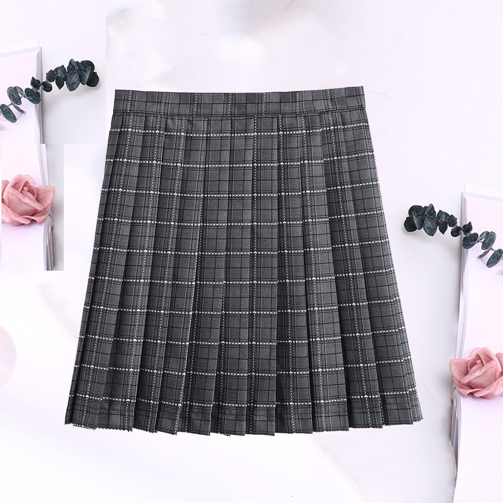Buy Women Fashion School Uniform Plaid Pleated Skirt Academic Style ...