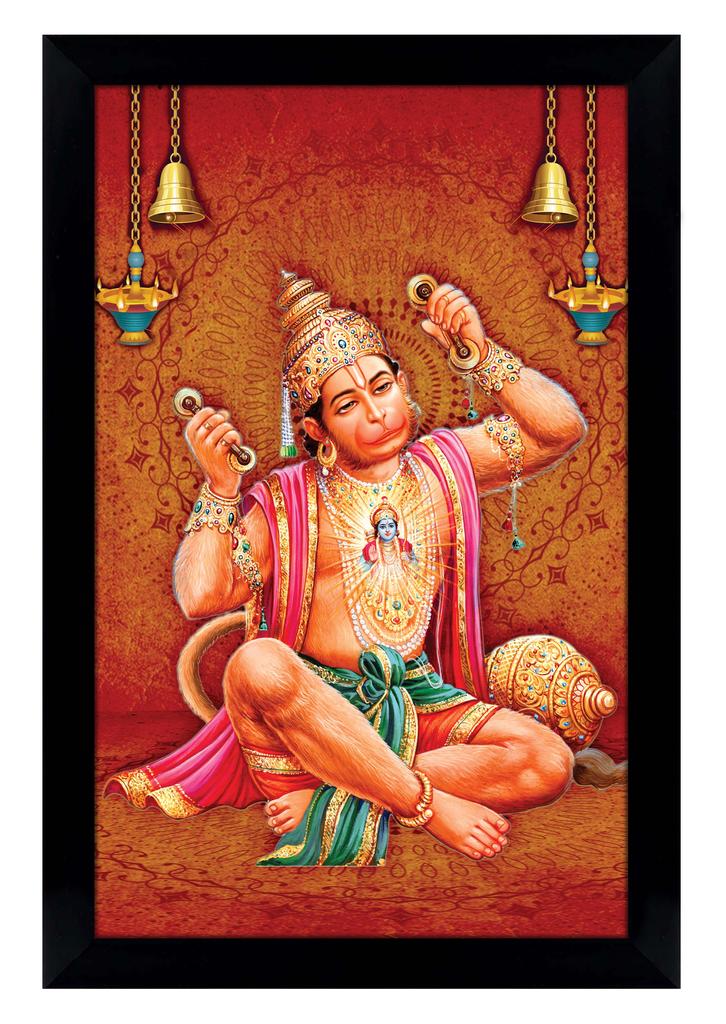 IBA Indianbeautifulart Lord Hanuman Picture Frame Religious Poster ...