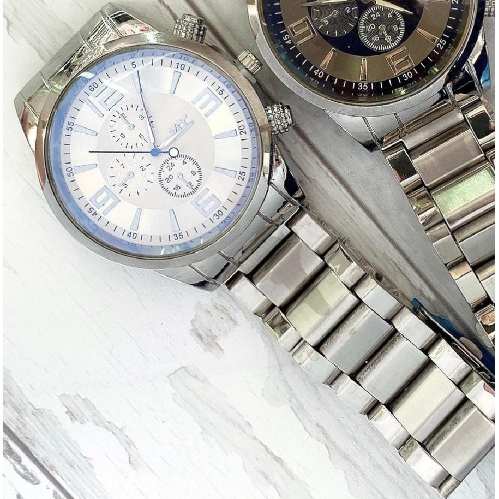 Buy Wrist Watch Zcc Man Analog Steel Modern Chrono Silver White Dial at ...