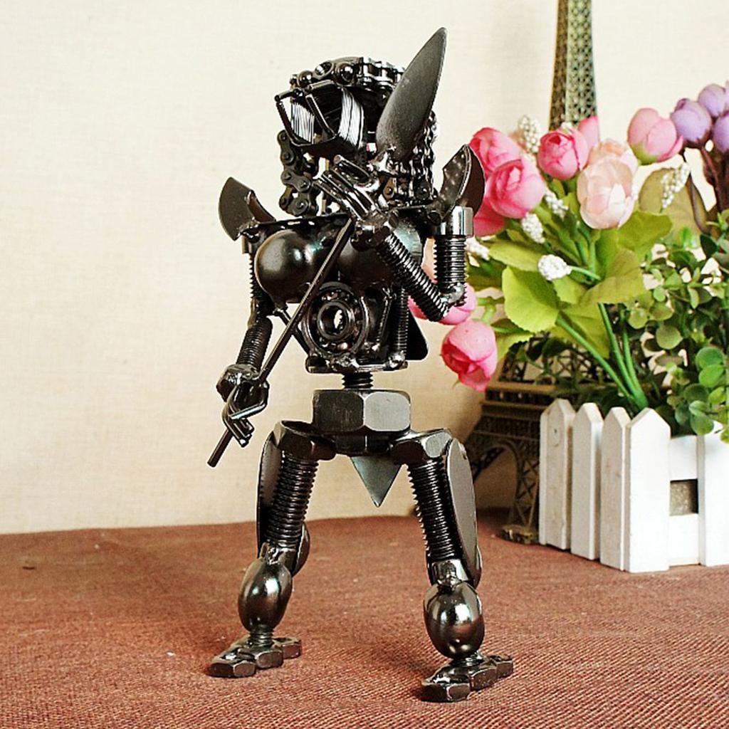 Buy Metal Robot Model 3D Iron Standing Robot Mechanical Figurine for ...