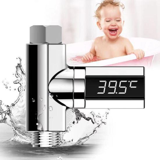 Buy LED Water Shower Thermometer Self-Generating Electricity Meter ...