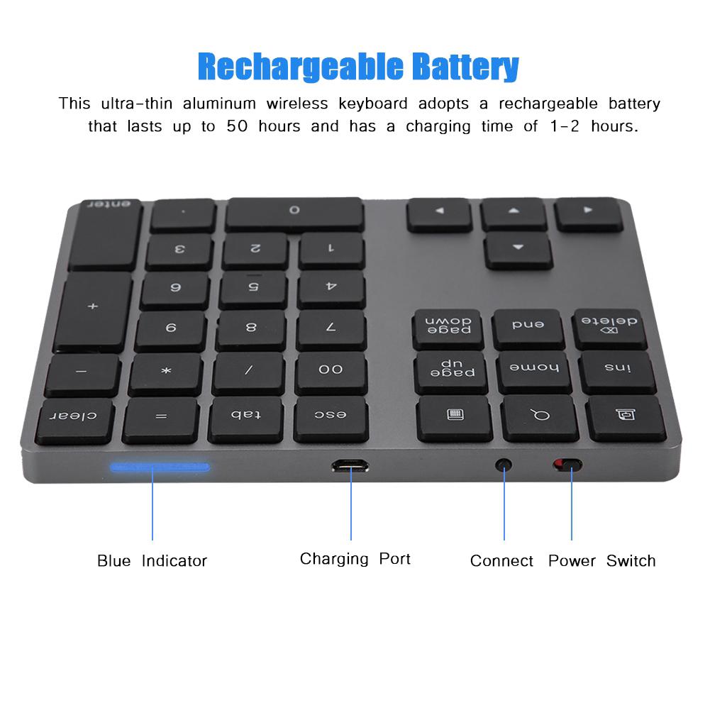 Buy Wireless Numeric Keyboard Bluetooth 3.0 Mini Numeric Keypad 34 Keys ...