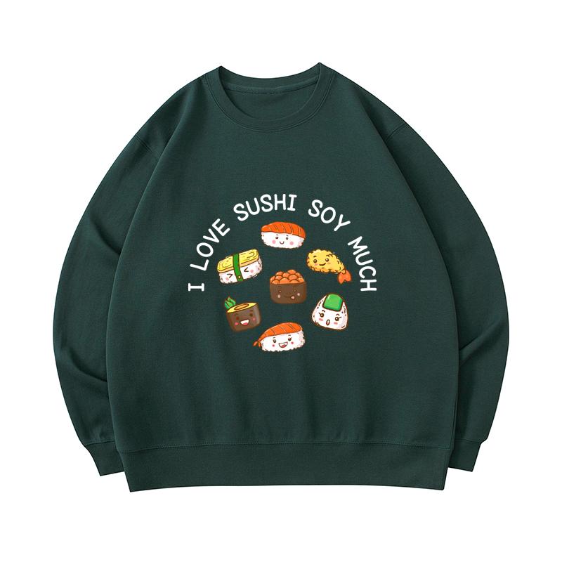 Buy Men's 300 GSM 100% Cotton Sweatshirt Sushi Lover Print Street ...